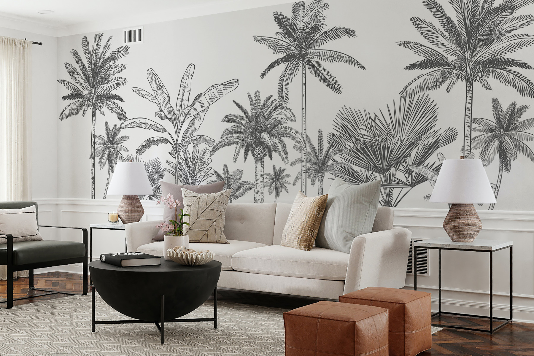 Papier peint Palmiers peints nr. w00773 – magasin en ligne Uwalls.fr