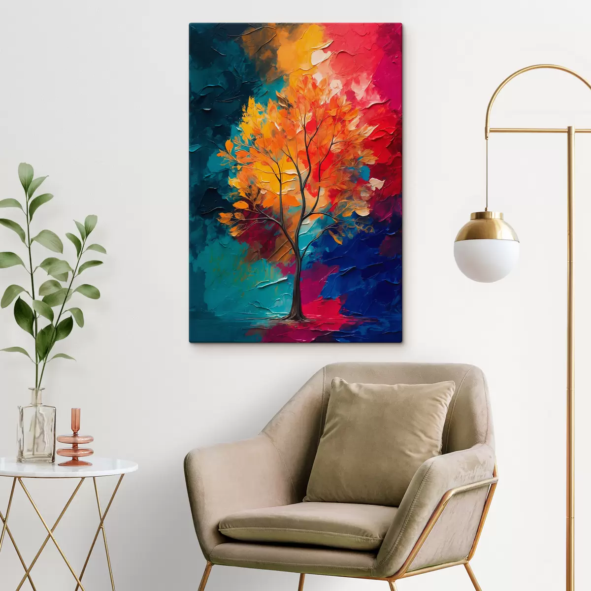 Tableau Arbre multicolore sur fond acrylique abstrait nr. s40459 ...