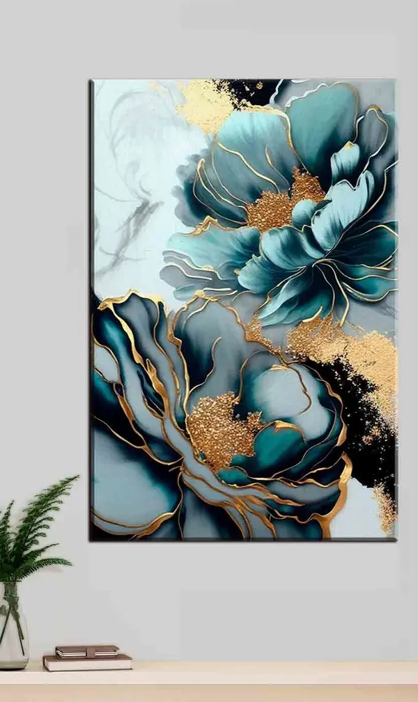 Tableau Vert, azur et botanique nr. s35447 – magasin en ligne Uwalls.fr