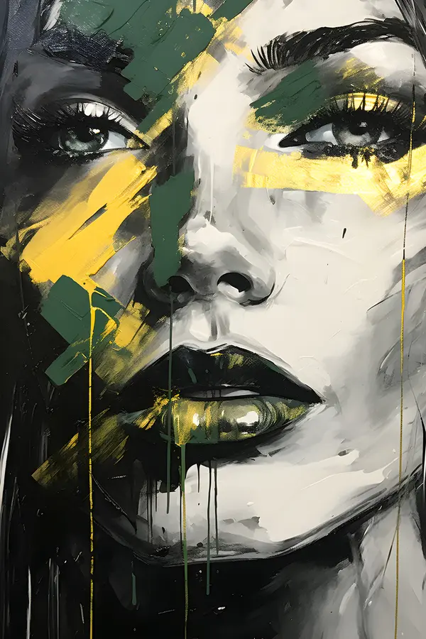 Tableau Portrait de femme avec détails des yeux et des lèvres nr ...